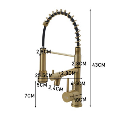 Gold Stainless Steel Pull Down Spring Spout and Pot Filler Kitchen Tap ...