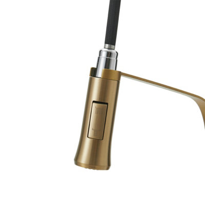 Gold Stainless Steel Side Lever Kitchen Spring Neck Kitchen Tap Mixer Tap