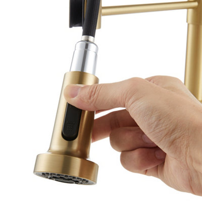 Gold Stainless Steel Side Lever Kitchen Spring Neck Pull Out Kitchen ...
