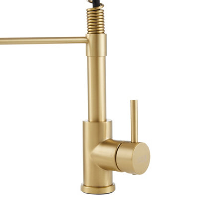 Gold Stainless Steel Side Lever Kitchen Spring Neck Pull Out Kitchen ...