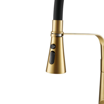Gold Stainless Steel Side Lever Kitchen Spring Neck Pull Out Kitchen ...