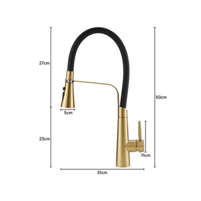 Gold Stainless Steel Side Lever Kitchen Spring Neck Pull Out Kitchen ...