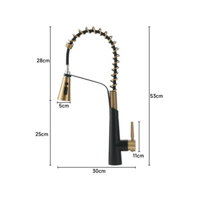 Gold Stainless Steel Side Lever Kitchen Spring Neck Pull Out Kitchen ...
