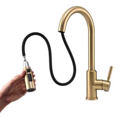 Gold Stainless Steel Side Lever Kitchen Spring Neck Pull Out Kitchen ...