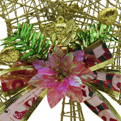 Gold Star Christmas Tree Topper (Xmas Decoration Angel Traditional Festive)