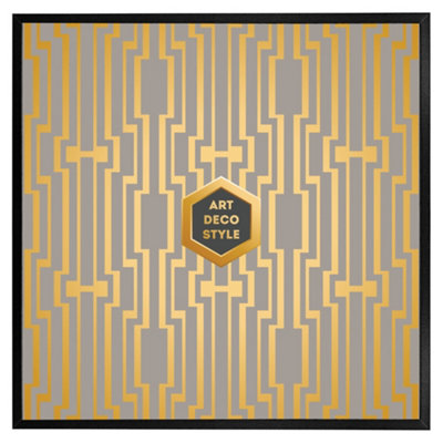 Gold & teal geometric pattern (Picutre Frame) / 24x24" / Oak | DIY at B&Q