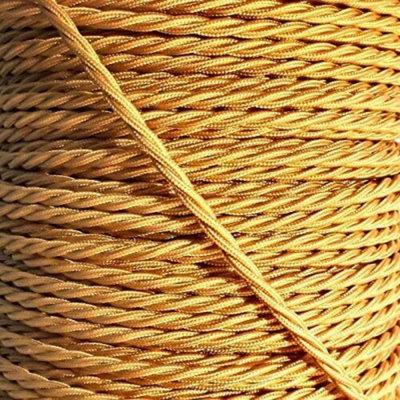 Gold Twisted Fabric Cable 0.75mm Textile Lighting Wire 2 Core Flexible ...