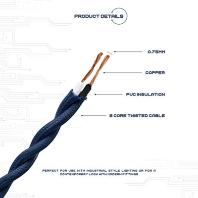 Gold Twisted Fabric Cable 0.75mm Textile Lighting Wire 2 Core Flexible ...