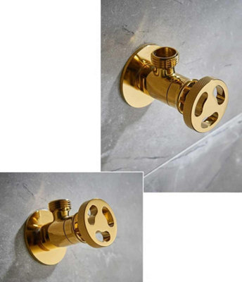 Gold Wall Mounted Angled Isolation Valve Round 1/2