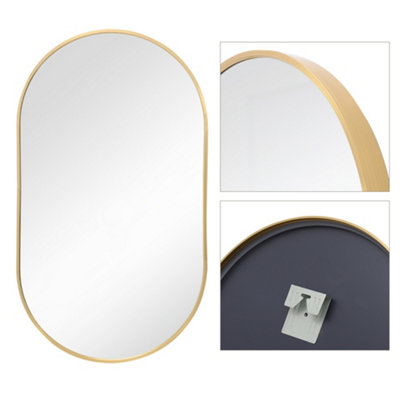 Gold Wall Mounted Oval Bathroom Framed Mirror Vanity Mirror W 400 x H ...