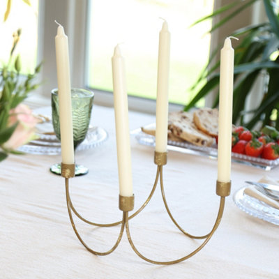Gold Wave Taper Contemporary Xmas Table Decoration Centrepiece Décor ...