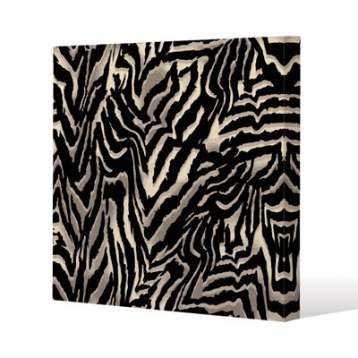 Gold Zebra Print (Canvas Print) / 101 x 101 x 4cm | DIY at B&Q