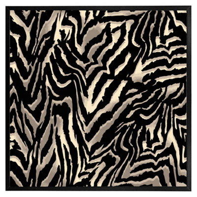 Gold zebra print (Picutre Frame) / 12x12" / Black | DIY at B&Q
