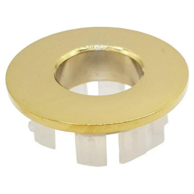 Golden Brass Made Basin Sink Overflow Cover Insert Hole Trim | DIY at B&Q