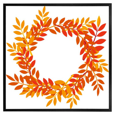Golden flower print (Picutre Frame) / 20x20" / Grey | DIY at B&Q