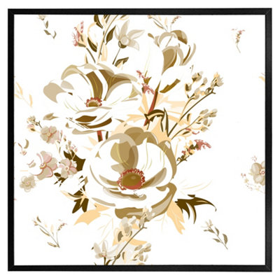 GOLDEN FLOWER PRINT (PICUTRE FRAME) / 30X30" / BROWN