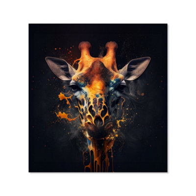 Golden Giraffe Face Splashart Premium Glass Kitchen Splashback W600mm x ...