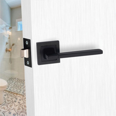 Golden Grace 5 Set Matt Black Aztec Design Straight Door Handle On ...