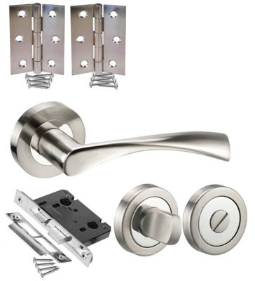Golden Grace Astrid Dual Chrome Bathroom Door Handle Pack, 1 Set with 3 ...