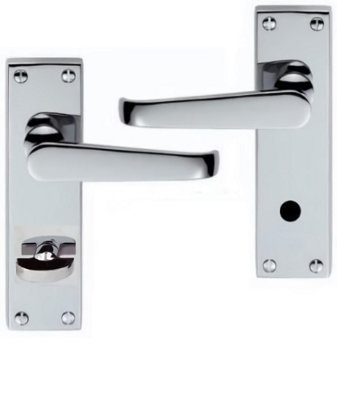 Golden Grace Victorian Straight Polished Chrome Bathroom Door Handles