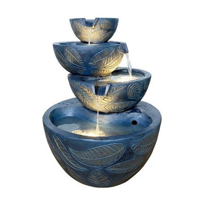 Golden Leaf Solar Powered Water Feature With Cover