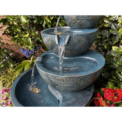Golden Leaf Solar Powered Water Feature With Cover