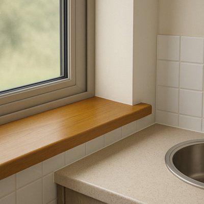 Golden Oak UPVC Window Capping Board Sill Trim 9mm x 2m 300mm Depth 1 ...