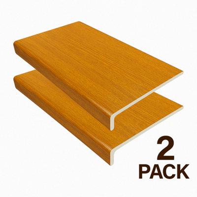 Golden Oak UPVC Window Sill Capping Trim 9mm x 2m 250mm Depth 2 Pack ...