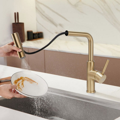 Golden Retractable Pulldown Kitchen Tap Mixer Tap