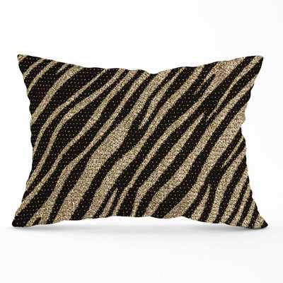 Golden Zebra Print Cushions 33cm x 48cm