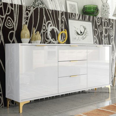 Goldline Gloss Sideboard 140cm White Luxury Creative Furniture