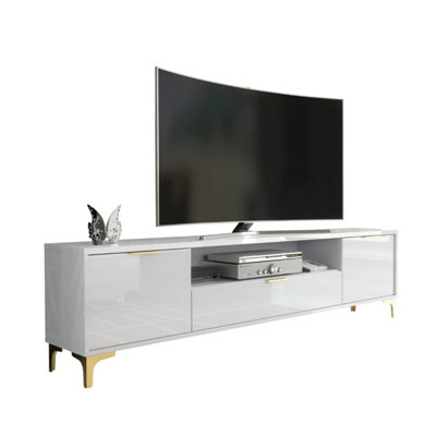 Goldline Gloss TV Unit 200cm White Luxury - Creative Furniture