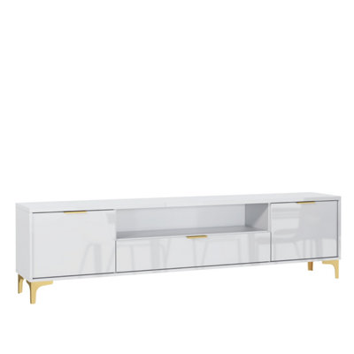 Goldline Gloss TV Unit 200cm White Luxury - Creative Furniture