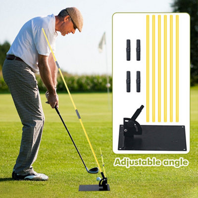 Golf Swing Plane Alignment Training Practice Aid Plate Stick Holder ...