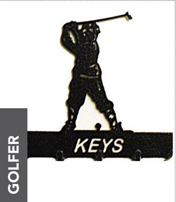 Golfer Key Holder - Rack - Solid Steel - W15 x H9 cm - Black | DIY at B&Q