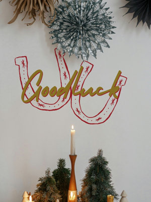 Good Luck Wall Sticker - Red/Gold Removable Peel & Stick Vinyl Decal