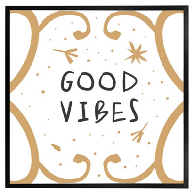 Good vibes (Picutre Frame) / 20x20" / Black | DIY at B&Q