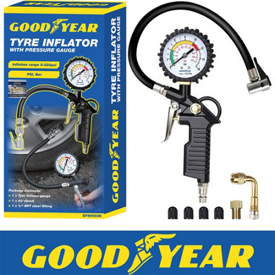 Goodyear 2 in 1 Tyre Inflator and Pressure Gauge Gun For Use with Air ...