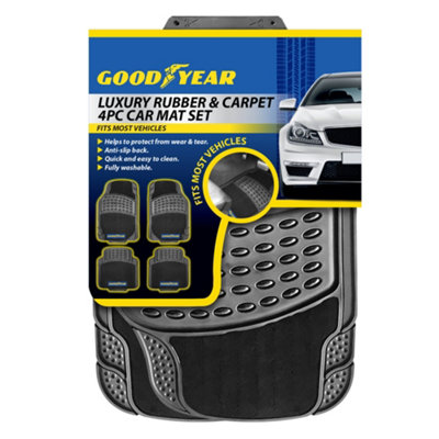 Buy Goodyear 4pc Non Slip Floor Mats Rubber Carpet Luxury Car Mat Front ...