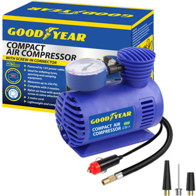 Goodyear Car Tyre Air Compressor Pump Bike Cycle 3m Cord 12V Inflator