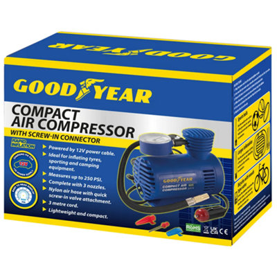 Goodyear Car Tyre Air Compressor Pump Bike Cycle 3m Cord 12V Inflator