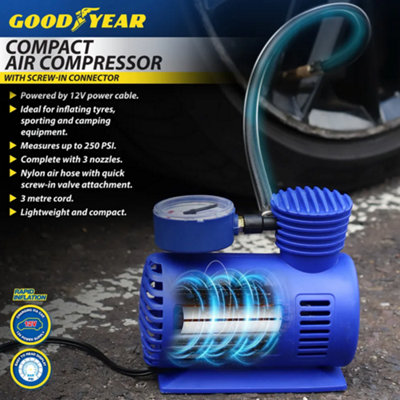 Goodyear Car Tyre Air Compressor Pump Bike Cycle 3m Cord 12V Inflator
