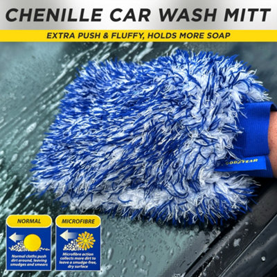 Goodyear Chenille Luxury Wash Glove Car Wash Microfibre Cleaning Mitt Valet