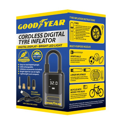 Goodyear Cordless Car Tyre Inflator Pump LED Portable Air Compressor ...