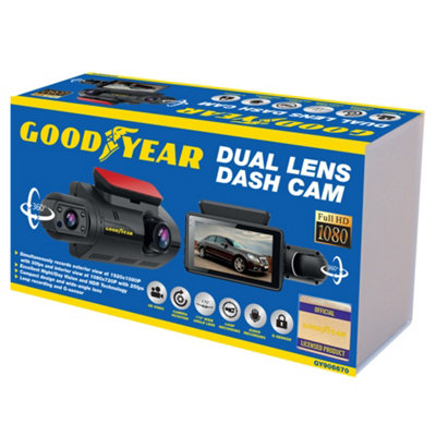 Goodyear Dual Lens Car Dash Cam with Front Rear Internal Camera HD ...