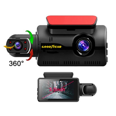 Goodyear Dual Lens Car Dash Cam with Front Rear Internal Camera HD ...