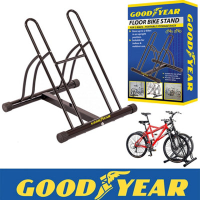 Goodyear Floor Mounted Bike Stand Cycle Bicycle Rack Mount Holder Park ...