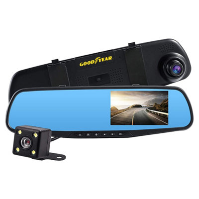 Goodyear HD Mirror Dash Cam Car DVR Video Recorder with Front and Rear ...