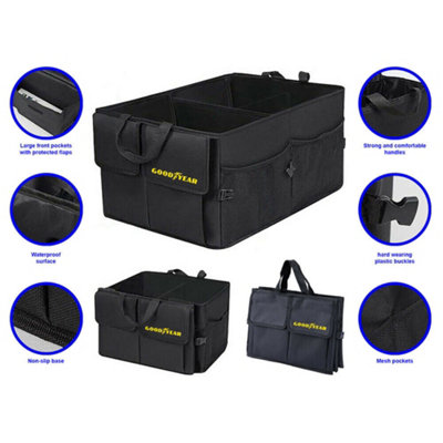 Goodyear Heavy Duty Collapsible Car Boot Organiser Tidy Storage Box ...