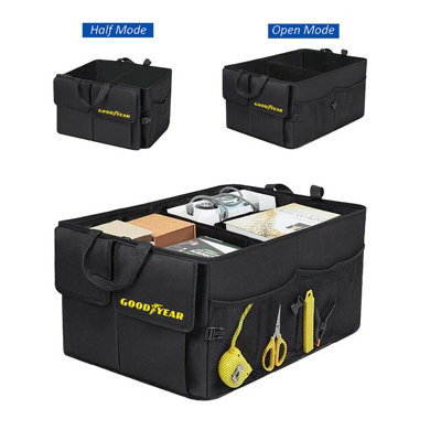 Goodyear Heavy Duty Collapsible Car Boot Organiser Tidy Storage Box ...